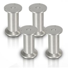4er Set Möbelfüße Tischbeine Sockelfuß Tischfuß Möbel Aluminium.Höhe:150 mm Durchmesser: 40 mm Höhenverstellung: + 15 mm - Tolletour