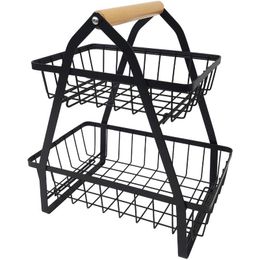 2 tier Obst Etagere, Obstkorb Rack Obstschale aus Metall, Abnehmbar Obst Halter Küche Ablagekorb - Aufun