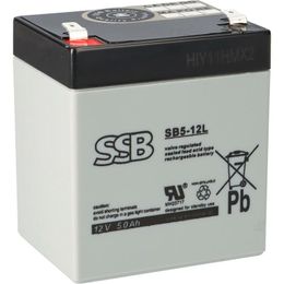 SSB Blei Akku SB 5-12L AGM Batterie 6,3mm Faston- 12V 5Ah