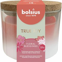 Duftkerze mit Korkdeckel True Joy rosa Floral Blessings Duftkerzen - bolsius