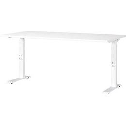 Germania DOWNEY höhenverstellbarer Schreibtisch weiß rechteckig, C-Fuß-Gestell weiß 160,0 x 80,0 cm