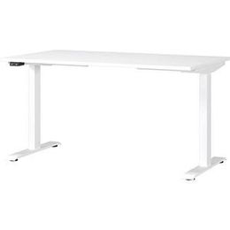 Germania Mailand höhenverstellbarer Schreibtisch weiß rechteckig, T-Fuß-Gestell weiß 140,0 x 80,0 cm
