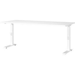 Germania Mailand höhenverstellbarer Schreibtisch weiß rechteckig, C-Fuß-Gestell weiß 180,0 x 80,0 cm