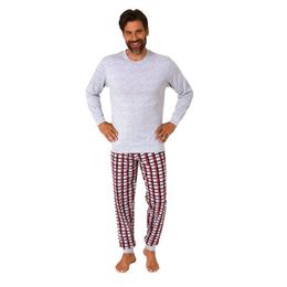 Normann Pyjama Normann Herren Pyjama lang mit Bündchen und karierter Jersey Hose