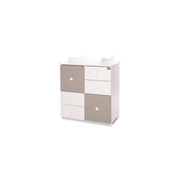 Lorelli Kommode Cupboard 83 x 71 x 96 cm, 4 Schubladen, 2 Türen mit Regalboden dunkelbraun weiß