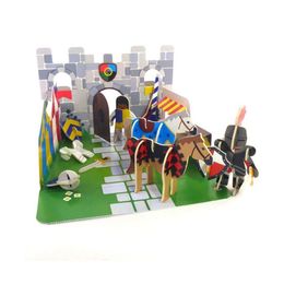 suebidou Konstruktions-Spielset 3D Spielset Ritterburg Pop Out Spiel für Kinder zum Aufbauen/Spielen