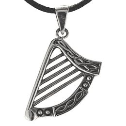 Kiss of Leather Kettenanhänger Ketten Anhänger keltische Harfe aus 925 Sterling Silber Keltenknoten 359