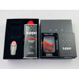Zippo Feuerzeug Zippo Geschenkset 540° Premium Drache Dragon schwarz matt