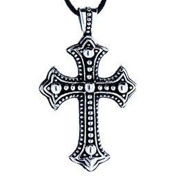 Kiss of Leather Kettenanhänger schön verzierter Kreuz Anhänger aus Edelstahl mit Cross christlich