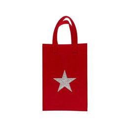 Marabellas Shop Tragetasche Rote Geschenktasche aus Filz mit Glitzermotiv Geschenktüte