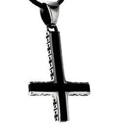 Kiss of Leather Kettenanhänger umgedrehtes Kreuz 925 Silber Sterling umgekehrtes Kreuz Petruskreuz