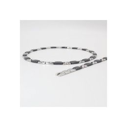 ELLAWIL Collier-Set Halskette Damenhalskette Schmuckset Kette Collier & Armband (aus schwarzer Keramik mit silberfarbenen Edelstahl