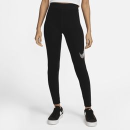 Nike Sportswear Swoosh Damen-Leggings mit hohem Bund - Schwarz