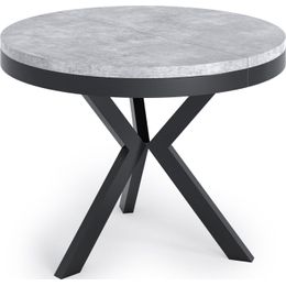 WFL GROUP Esstisch Velma, Tisch im Loft-Stil mit Schwarz Metallbeinen 100 cm