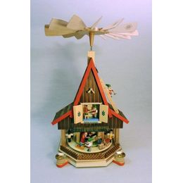 Richard Glaesser Weihnachtspyramide Adventshaus mit Zwergen
