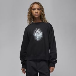Jordan Brooklyn Fleece Damen-Sweatshirt mit Rundhalsausschnitt und Grafik - Schwarz