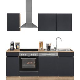 Optifit Küchenzeile Roth, mit E-Geräten, Breite 210 cm, grau