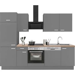 Optifit Küchenzeile Parma, mit E-Geräten, Breite 270 cm, grau