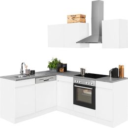 Optifit Winkelküche Roth, mit E-Geräten, Stellbreite 210 x 175 cm, grau|weiß