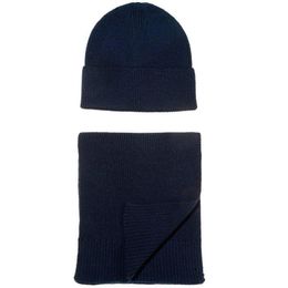 Cinque Strickschal, (Set, 2-St), Mütze & Schal in Geschenkbox, Weihnachtsgeschenk, blau