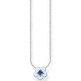 Thomas Sabo Kette mit Anhänger Blume mit blauem Stein, KE2185-496-1-L45V, mit Glas-Keramik Stein, blau|silberfarben