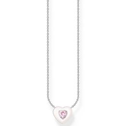 Thomas Sabo Kette mit Anhänger Herz mit pinkem Stein, KE2184-041-9-L45V, mit Zirkonia (synth), rosa|silberfarben