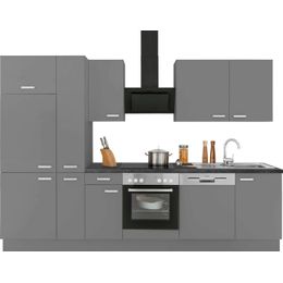 Optifit Küchenzeile Parma, mit E-Geräten, Breite 300 cm, grau|schwarz