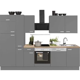 Optifit Küchenzeile Parma, mit E-Geräten, Breite 300 cm, grau