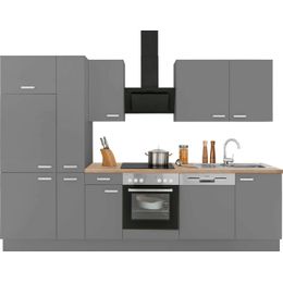 Optifit Küchenzeile Parma, mit E-Geräten, Breite 300 cm, grau