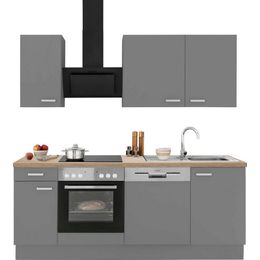 Optifit Küchenzeile Parma, mit E-Geräten, Breite 210 cm, grau