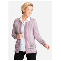 Classic Dog Jacquardstrickjacke CLASSIC Gr. 38, lila (mauve-ecru-gemustert) Damen Strickjacken