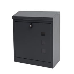 XXL Briefkasten HWC-H26, Firmenbriefkasten Postkasten, abschließbar pulverbeschichtet 52x44x25cm ~ anthrazit-schwarz