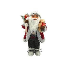 Expo-Börse Dekofigur Weihnachtsmann 40 cm mit Geschenkesack & Teddybär