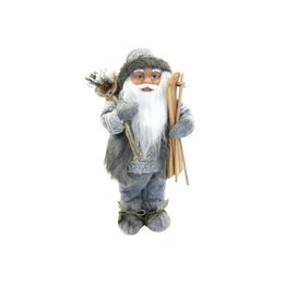 Expo-Börse Dekofigur Weihnachtsmann 40 cm grau mit Geschenkesack & Ski