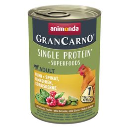 animonda GranCarno Superfood Hundefutter, Huhn & Spinat - 6 x 400 g