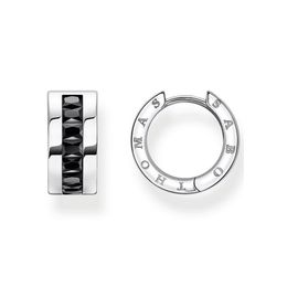 Thomas Sabo Paar Creolen schwarze Steine pavé, weiße Steine Pavé, CR670-051-14, CR670-643-11, mit Zirkonia (synth), schwarz|silberfarben