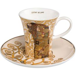 Goebel Espressotasse Die Erfüllung, Fine China-Porzellan, von Gustav Klimt, beige|bunt|gelb|goldfarben|schwarz|weiß