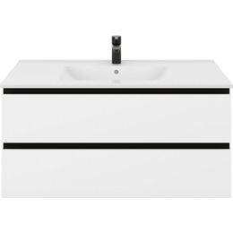 Marlin Waschtisch 3510clarus (2-St), 102 cm breit, Waschplatz inkl. Waschbecken, vormontiert, schwarz|weiß