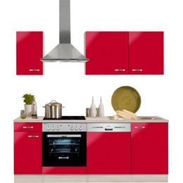 Optifit Küchenzeile Faro, ohne E-Geräte, Breite 210 cm, rot