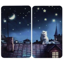 Maximex Herd-Abdeckplatte Moon Cat, Glas, (Set, 2 tlg), für alle Herdarten, 52x30 cm, schwarz