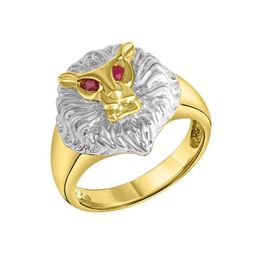 Firetti Fingerring Schmuck Geschenk Silber 925 Silberring Löwe, mit Rubin, gelb|goldfarben|rot|silberfarben