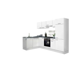 Optifit Winkelküche Odense, mit E-Geräten, Stellbreite 275 x 175 cm, mit 28 mm Arbeitsplatte, weiß