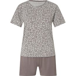 Tom Tailor Shorty, Leo-Print, Rundhals, für Damen, grau, 42