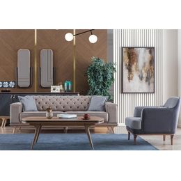 JVmoebel Wohnzimmer-Set Luxus Modern Wohnzimmer Set 4tlg. 4 sitzer Sessel couchtisch
