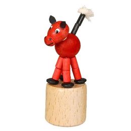 Jan Stephani Erzgebirgische Volkskunst Tierfigur Holzspielzeug Wackelfigur Pferd rot Höhe=8cm NEU