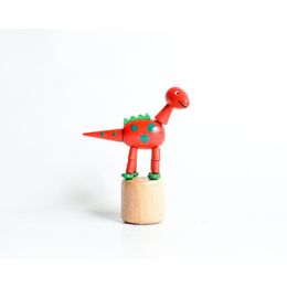 Jan Stephani Erzgebirgische Volkskunst Tierfigur Holzspielzeug Wackelfigur Dinosaurier rot Höhe=9cm Wackelfigur Dinosa