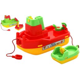 WADER QUALITY TOYS Kinderspielboot Schlepper Boot Schleppschiff mit Beiboot