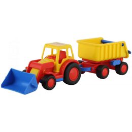 WADER QUALITY TOYS Spielzeug-Traktor Basics Traktor mit Frontschaufel und Kippanhänger