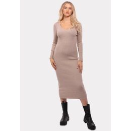 YC Fashion & Style Strickkleid Strickkleid mit V-Ausschnitt KNIT DRESS (1-tlg) in Unifarbe