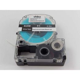 Schriftband-Kassette kompatibel mit Epson LabelWorks LW-400, LW-600 Etiketten-Drucker Schwarz auf Weiß, Schrumpfschlauch-Kassette, 5 mm - vhbw